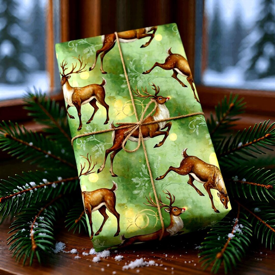 Rudolph Reindeer Christmas Wrapping Paper | Festive Xmas Gift Wrap ...