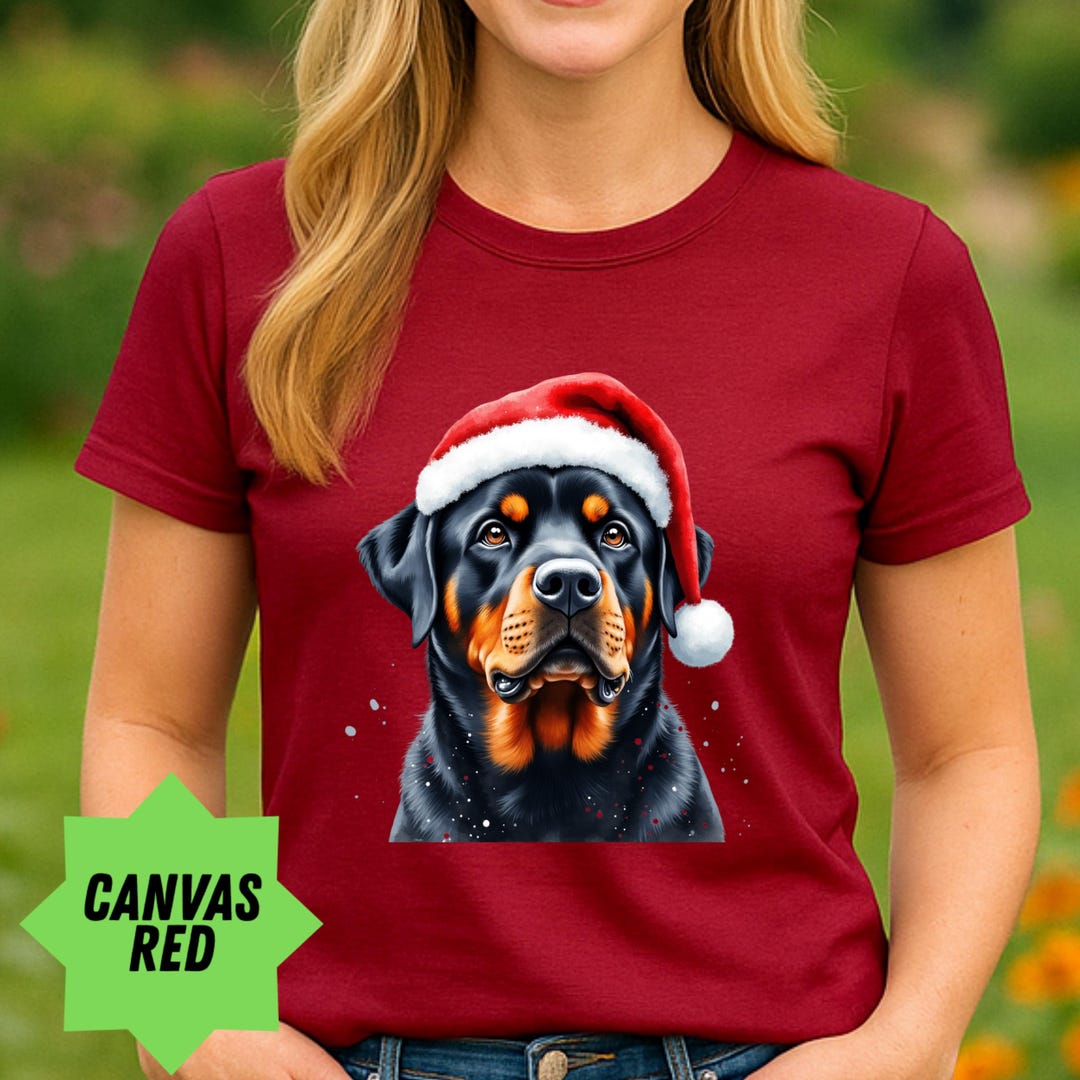 Festive Santa Hat Wearing Rottweiler Christmas Shirt | Dog Lovers Gift ...
