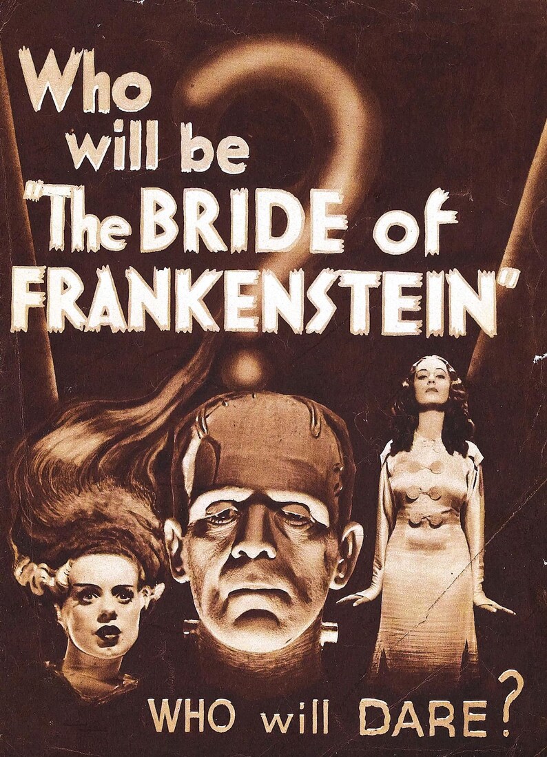 The Bride of Frankenstein Horror Movie Poster Vintage Print on Photo ...