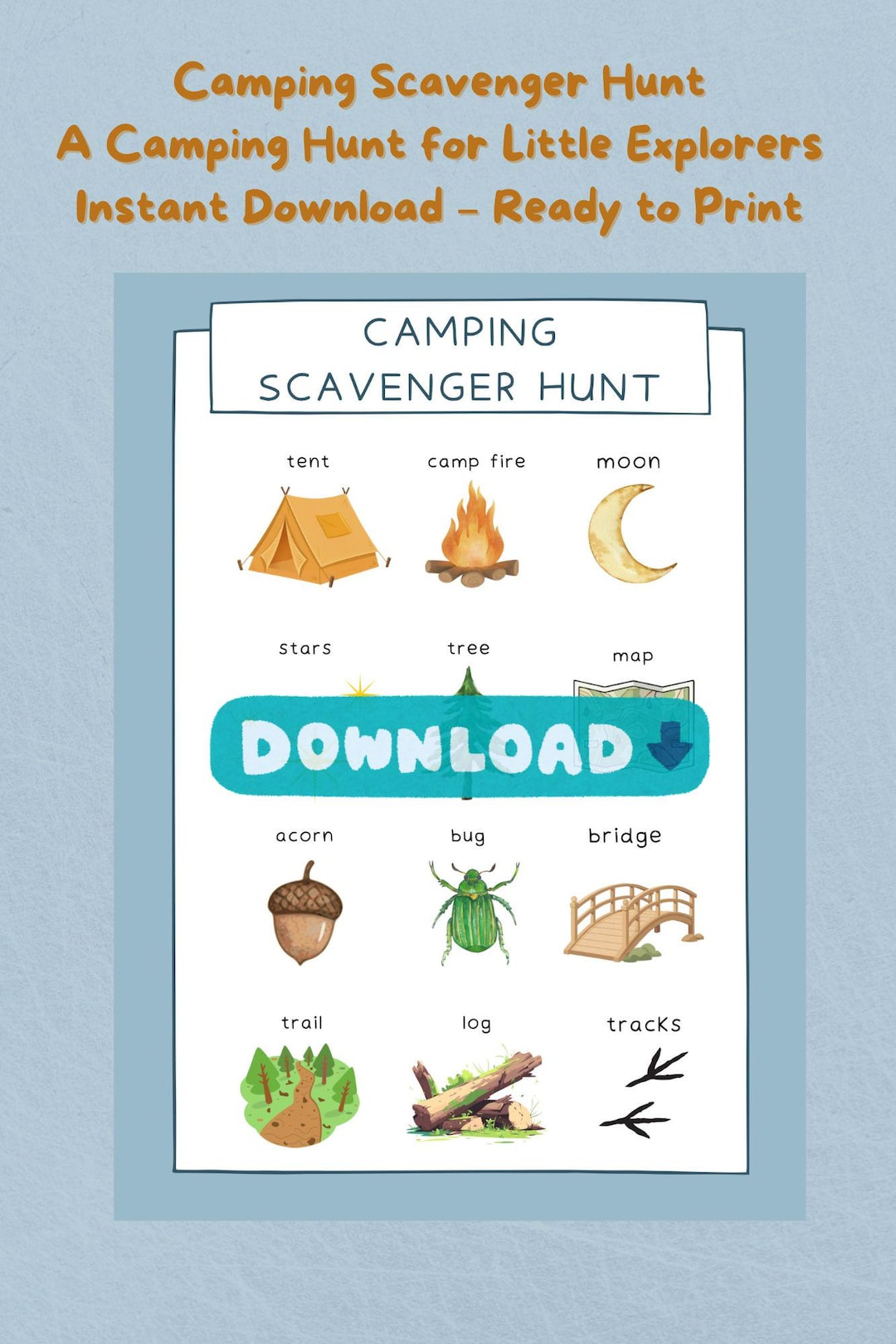 Camping Scavenger Hunt Printable | Outdoor Activity for Kids | Nature ...