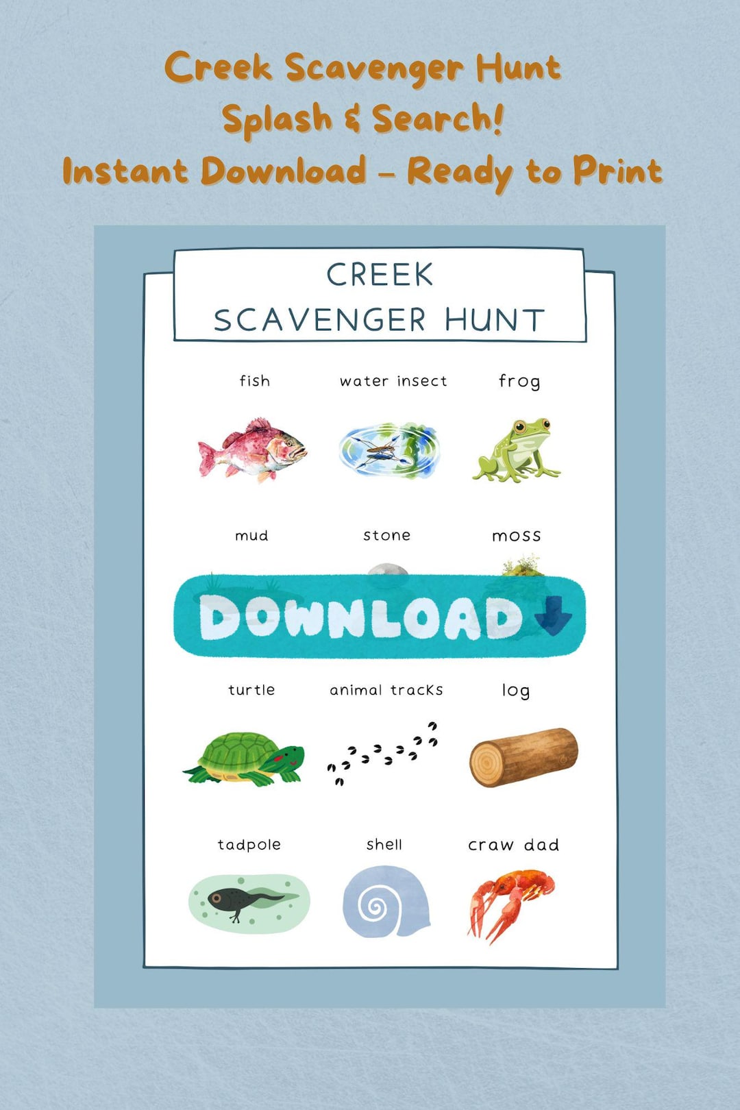 Creek Scavenger Hunt for Kids | Nature Activity Worksheet (PDF Download ...