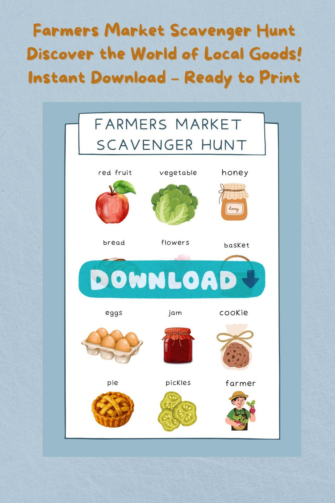Farmers Market Scavenger Hunt | Kids Outdoor Activity (PDF Download) - Etsy