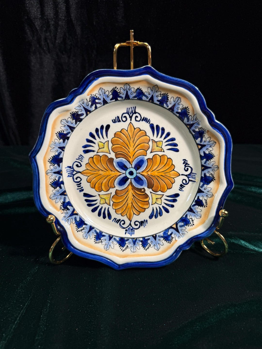 Vintage I. Godinger & Co Hand-painted Plate – Vibrant Blue Yellow ...