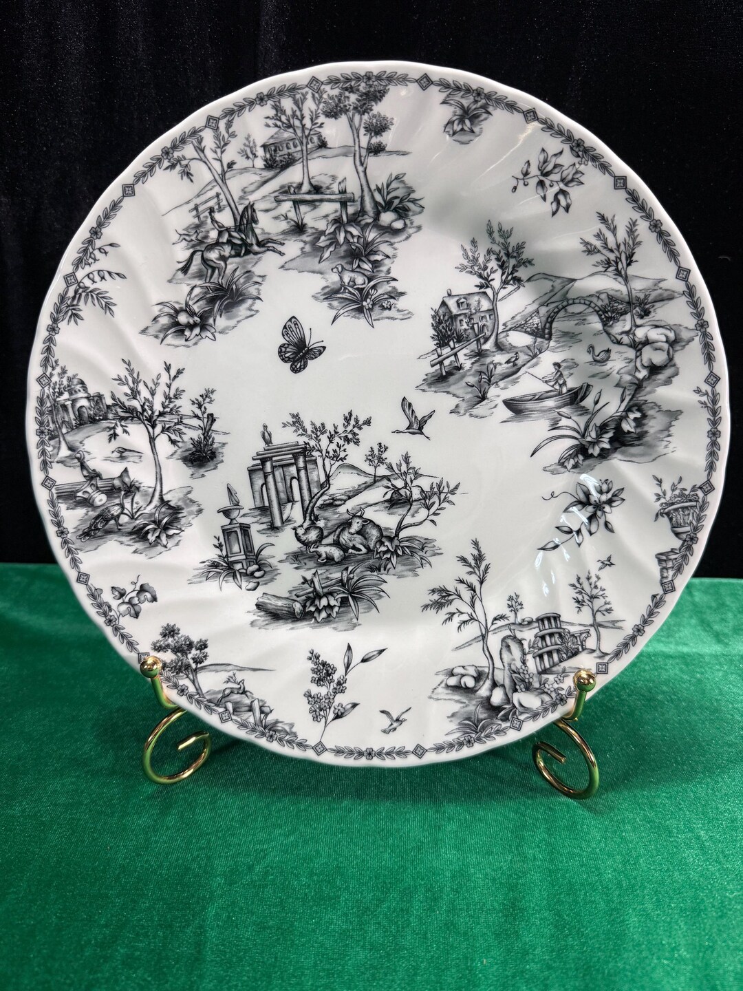 Churchill England “toile Black and White” 10” Dinner Plate - Scenic ...