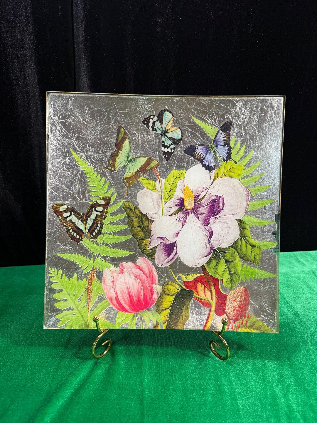 Tozai Home Butterfly & Square Floral Glass Plate 10.5” X 10.5” - Etsy