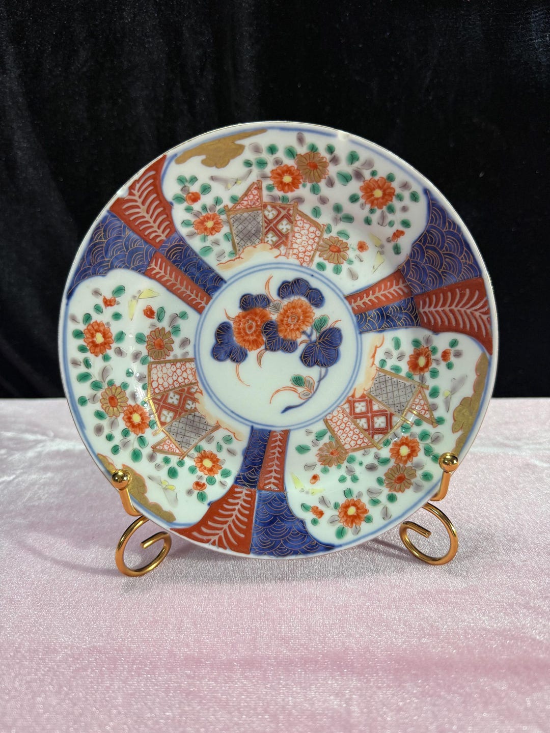 Antique Japanese Imari Porcelain Plate - Hand-painted Floral ...