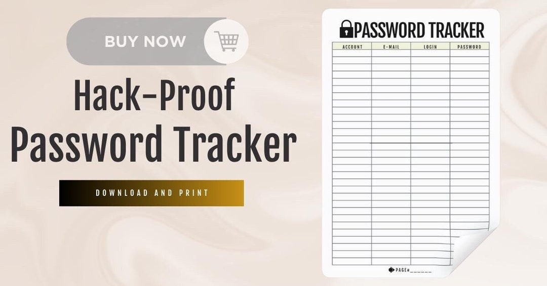 Printable Password Tracker PDF – One-page Letter Size Hack-proof ...