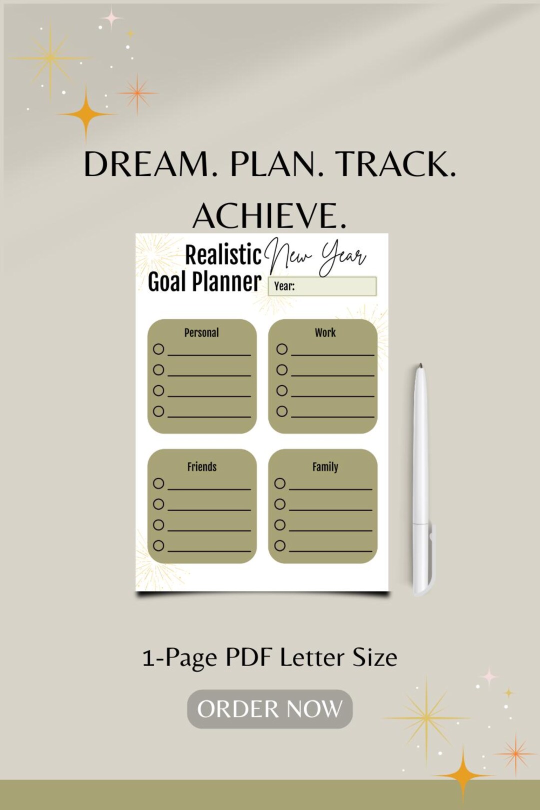 Set Realistic Goals for 2025 - New Year Goal Planner Letter PDF for ...