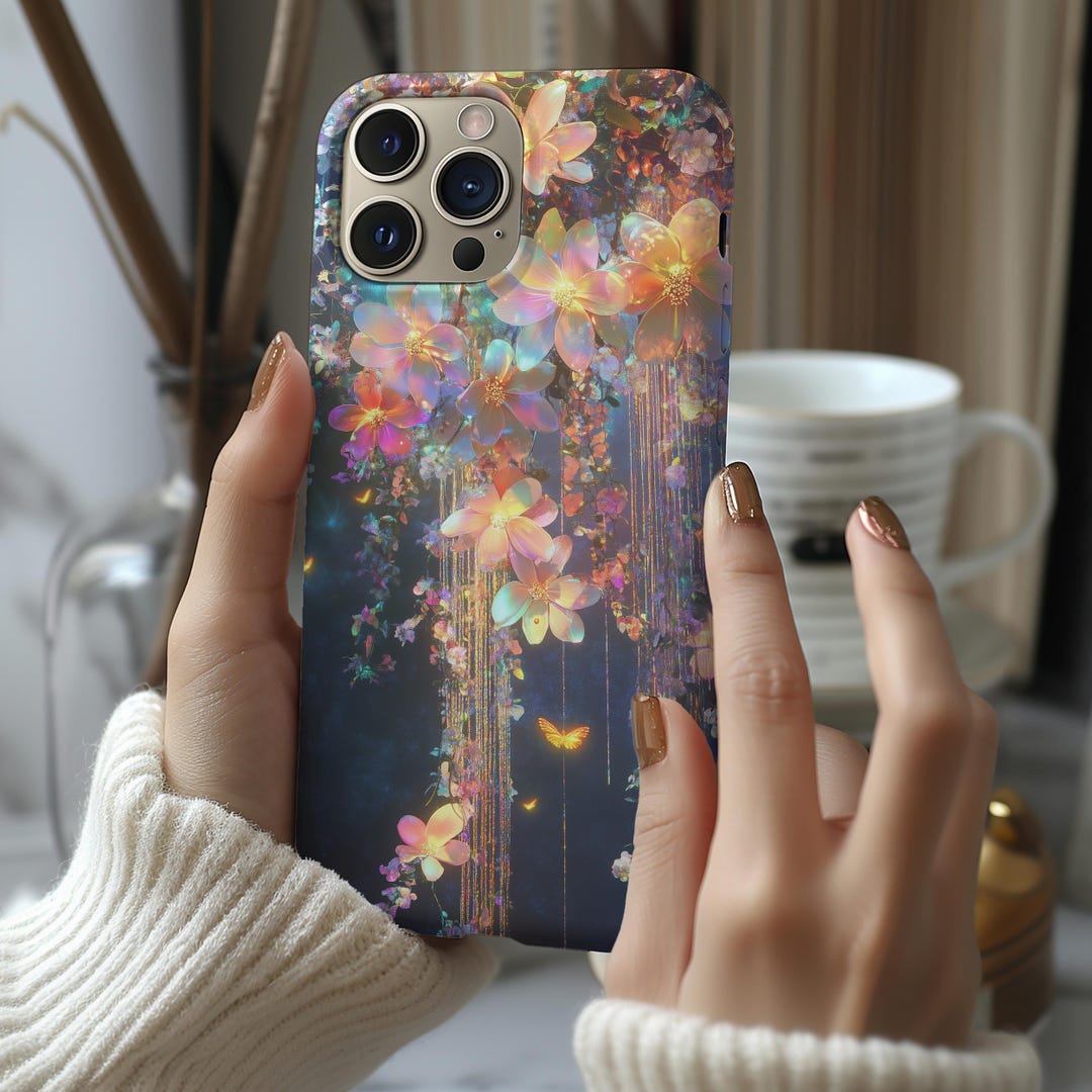 Enchanted Garden Phone Case: Iridescent Flowers, Neon Vines, Tough ...