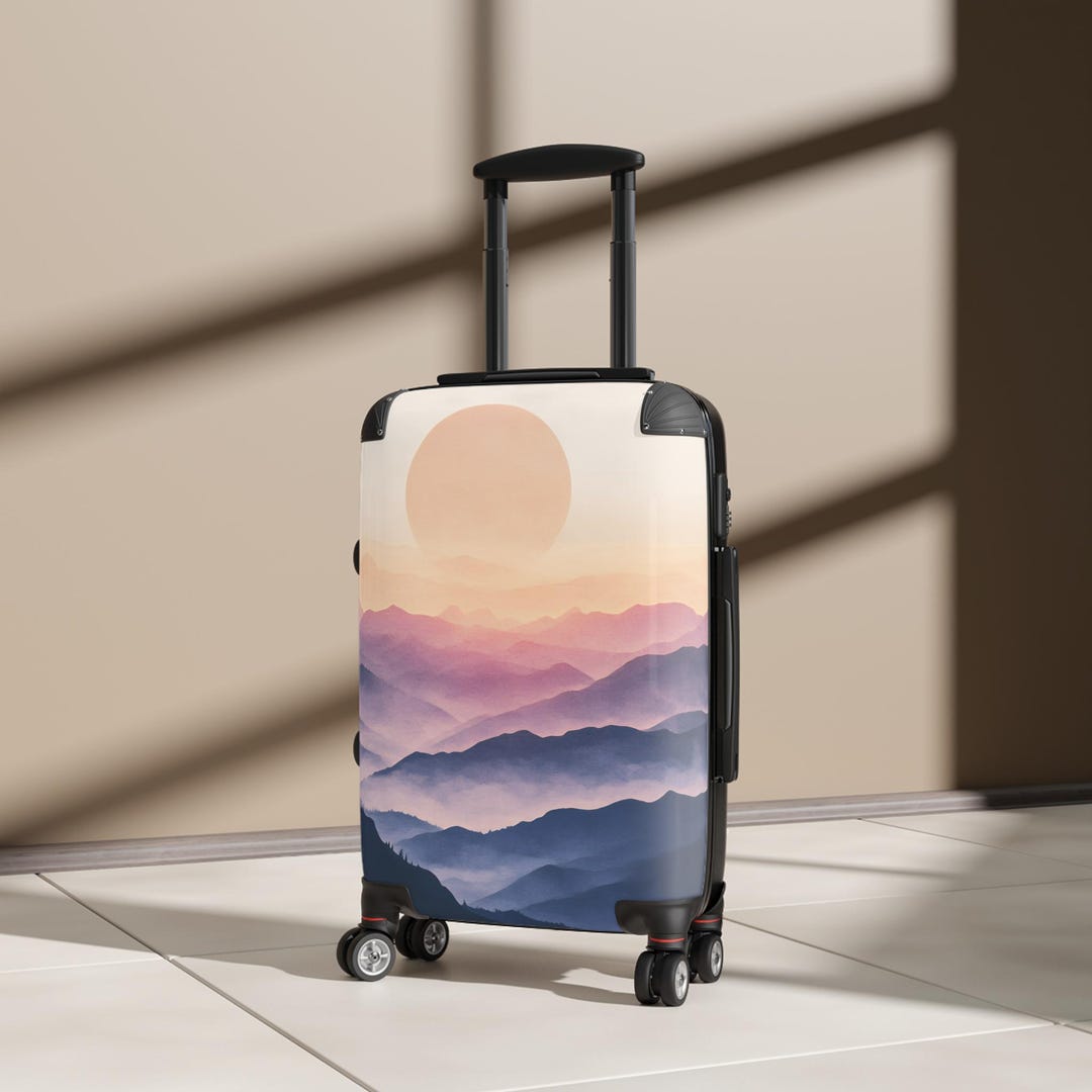 Watercolor Mountain Sunset Suitcase in Pastel Colors With 360 Swivel ...