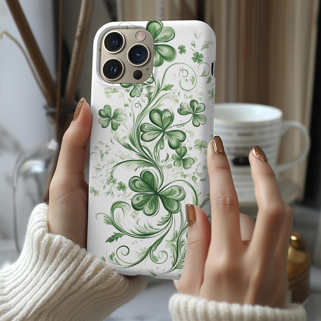 Irish Shamrock Swirl Phone Case: St. Patrick's Day Clover Design - Etsy
