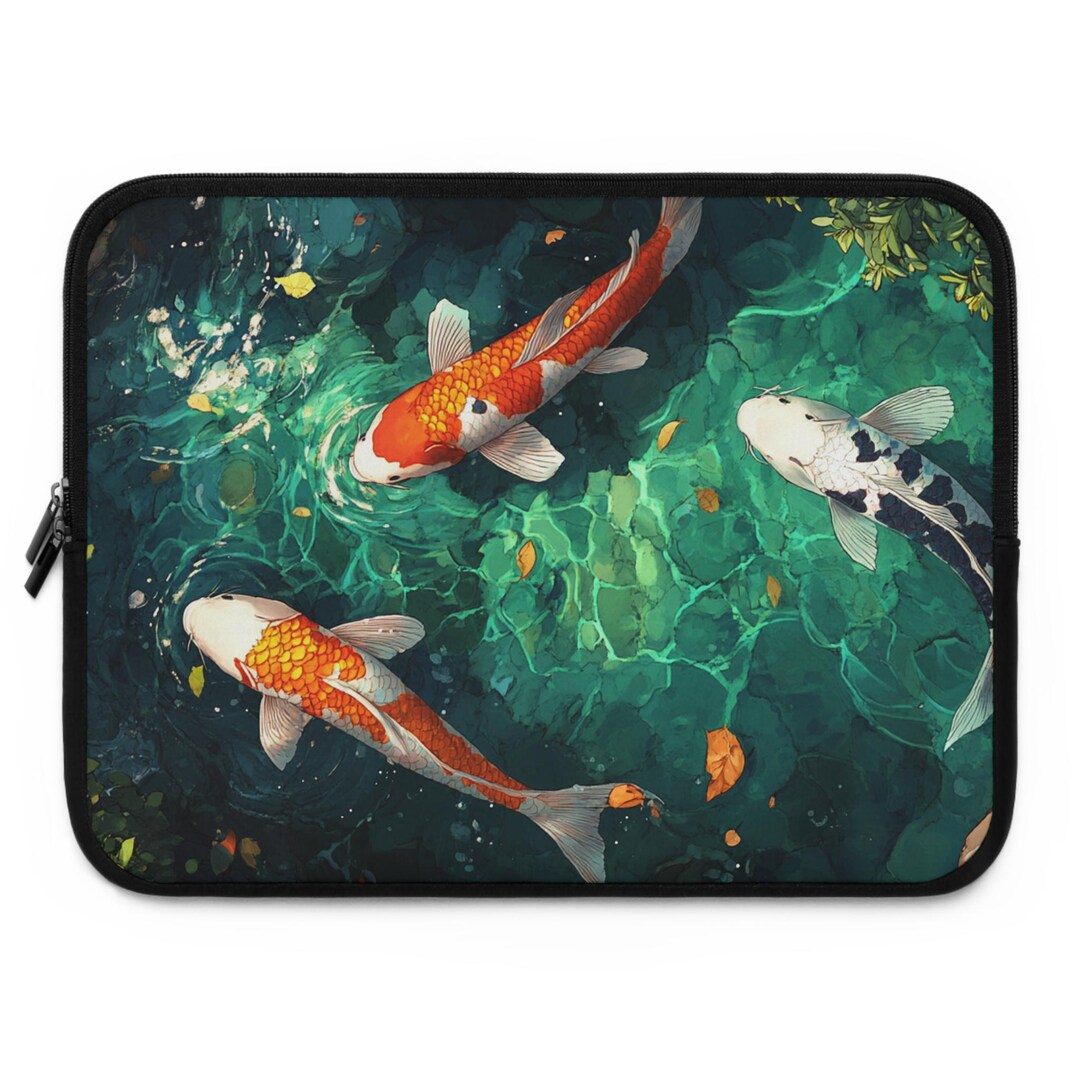 Colorful Koi Fish Laptop Tablet Sleeve, Vibrant Design Case in 5 Sizes ...