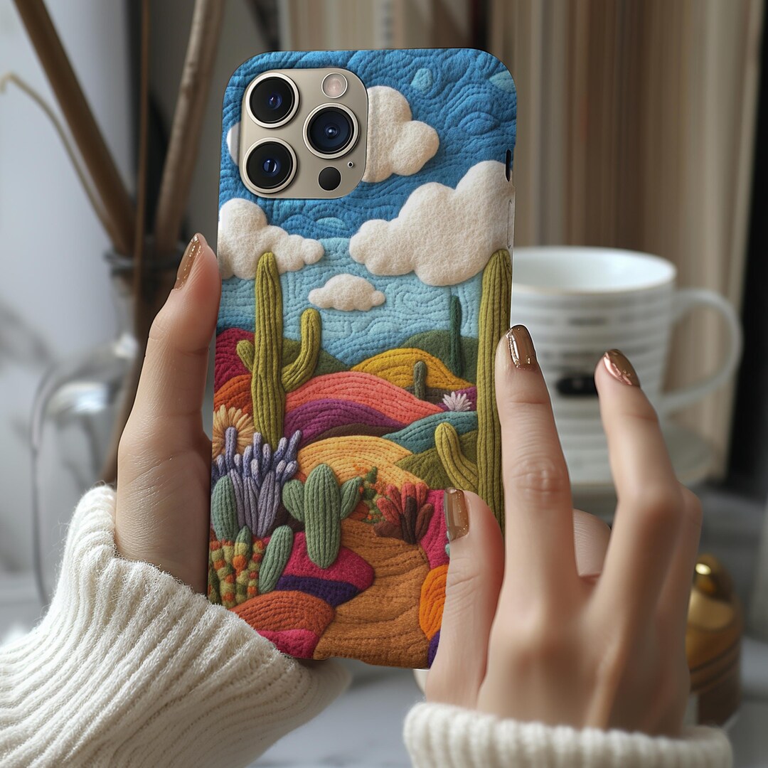 Felt Cactus Desert Phone Case: Durable Nature-inspired Cover - Etsy