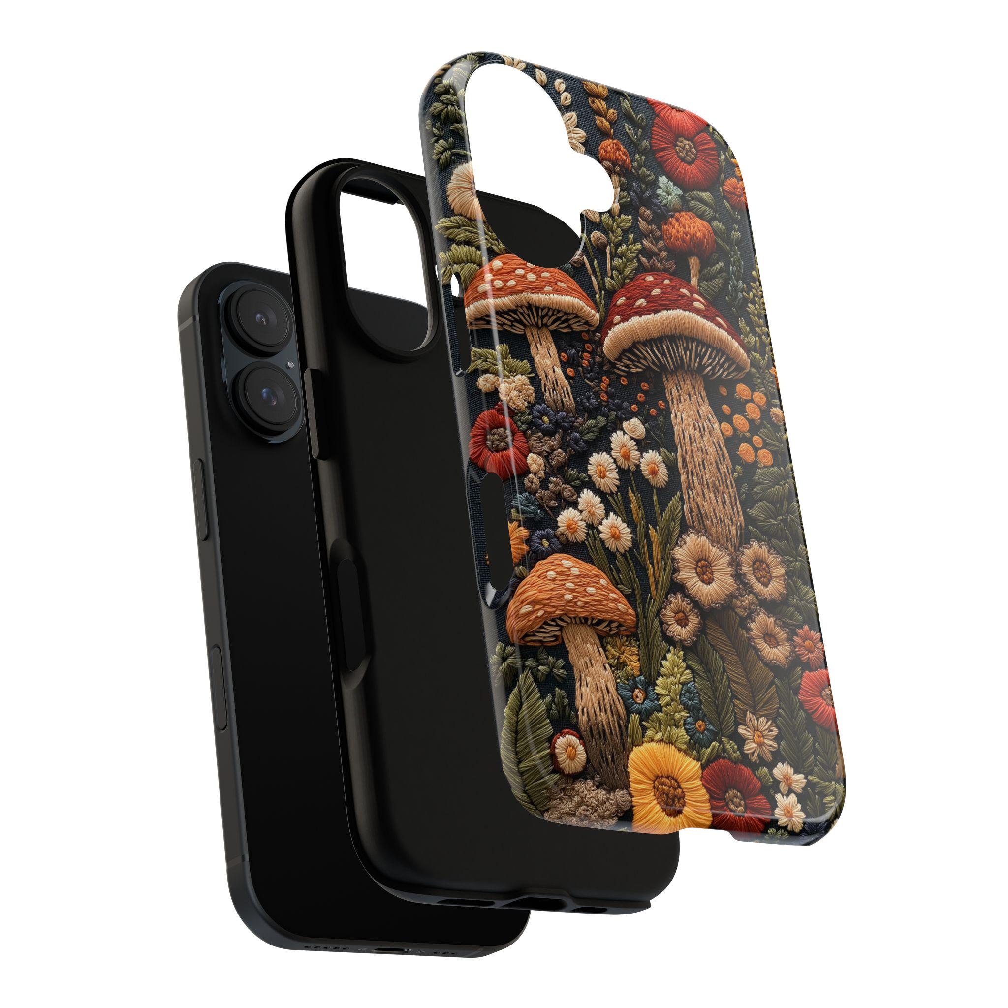 Cottagecore Mushroom Phone Case: Embroidered Nature Design, Durable ...