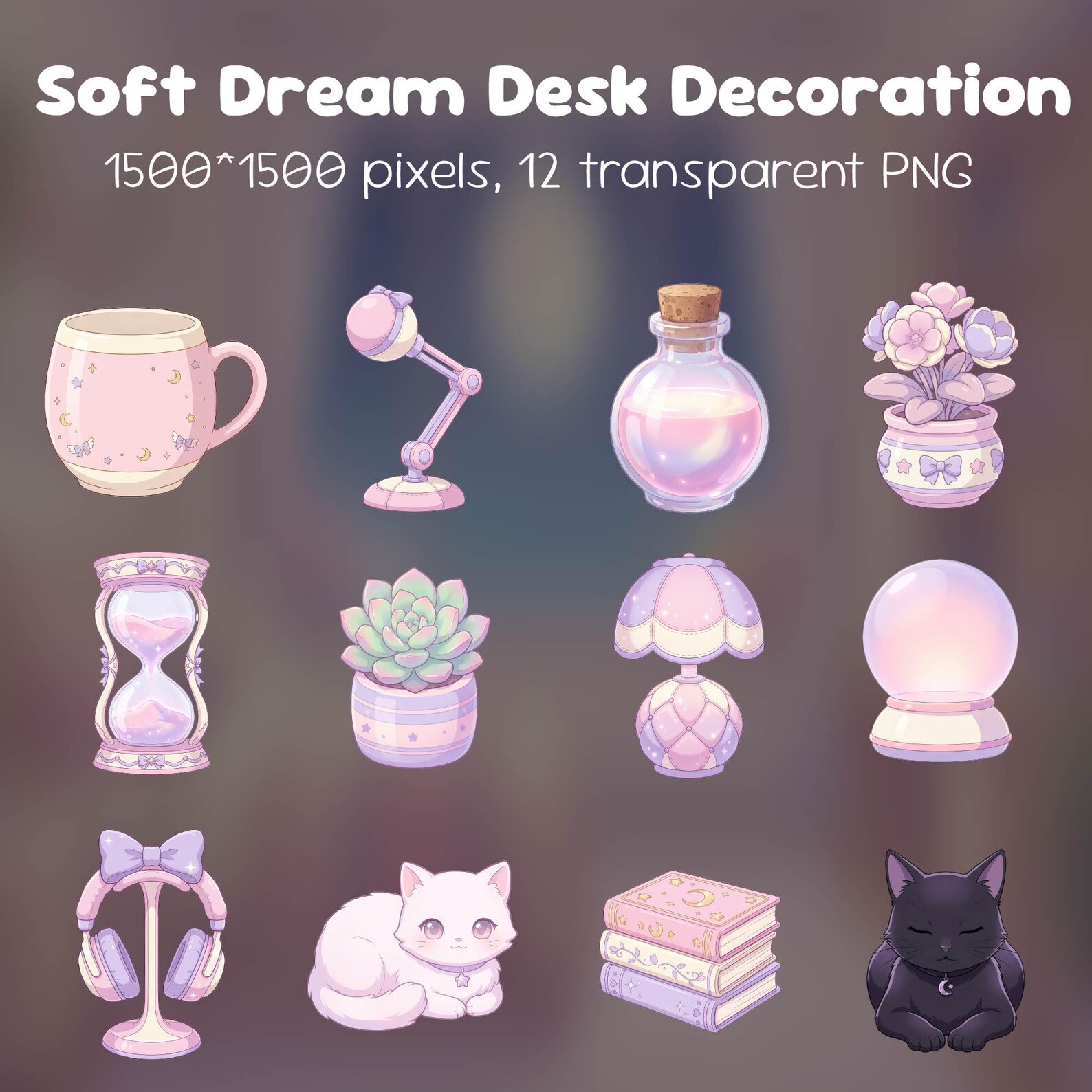 Purple Vtuber Room Asset Pack and Background : Kawaii Soft Dream ...