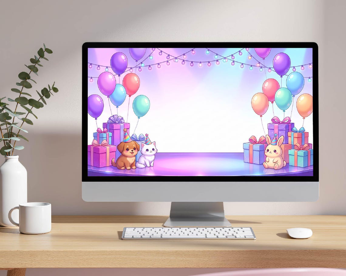 Anime Animated Background| Birthday Party Stage, Kawaii Celebration ...