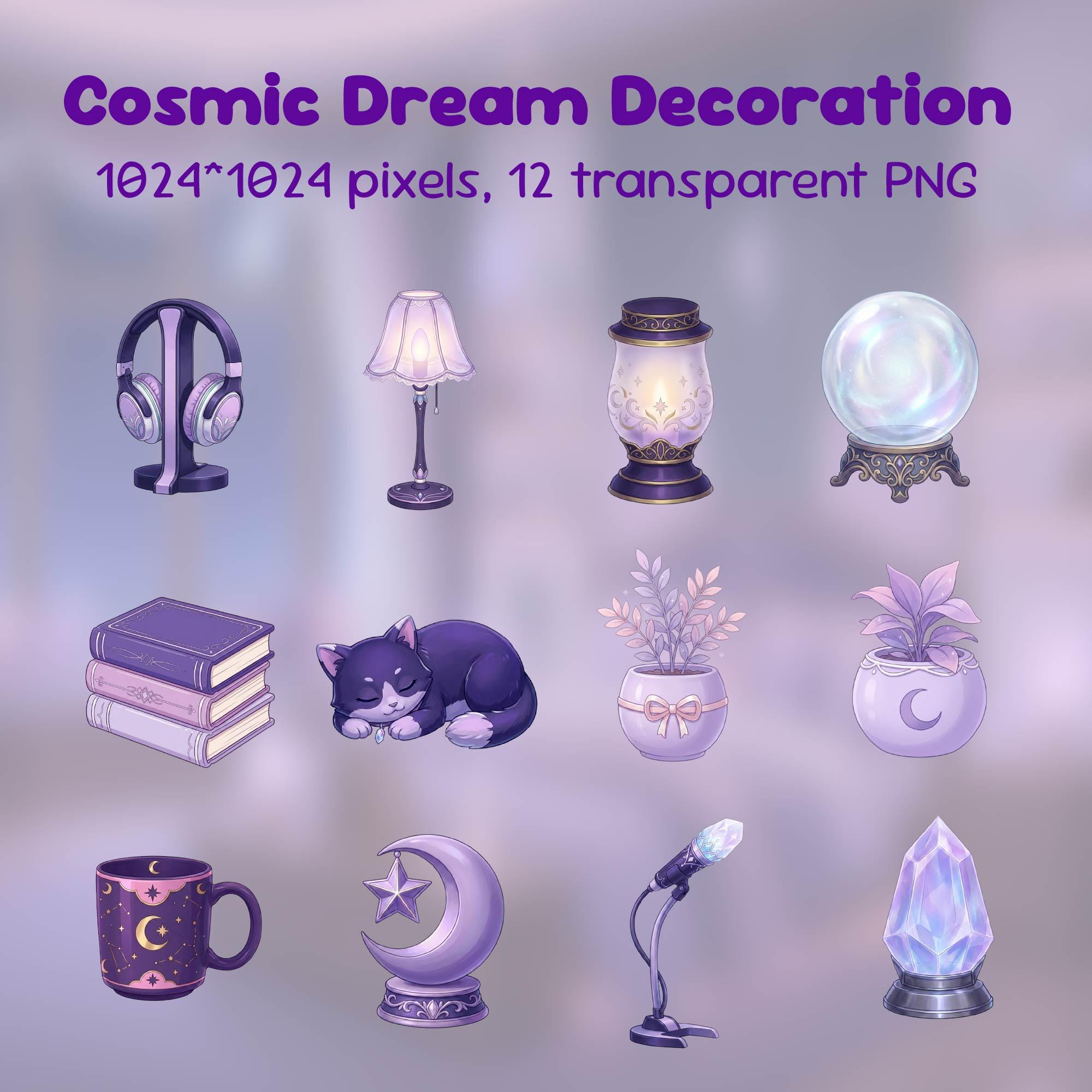 Cosmic Dream Purple Vtuber Room Asset Pack and Background : Gaming ...