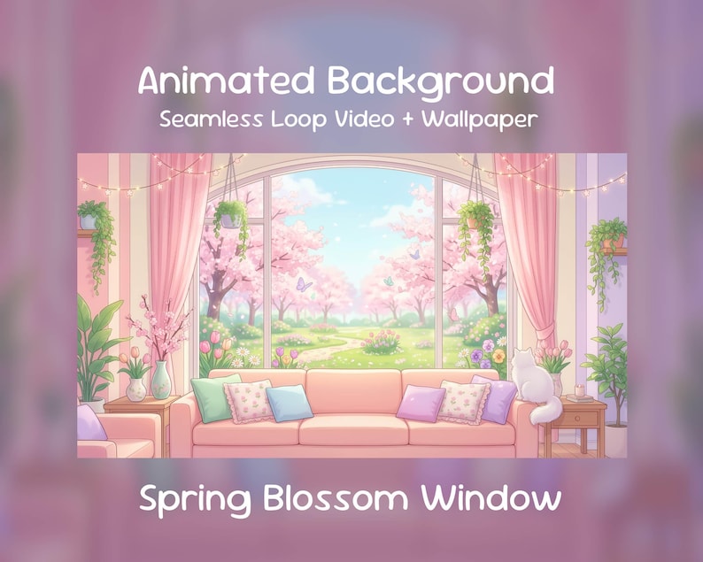 Anime Animierter Hintergrund | Frühlingsblüte Fenster, Gartenansicht ...