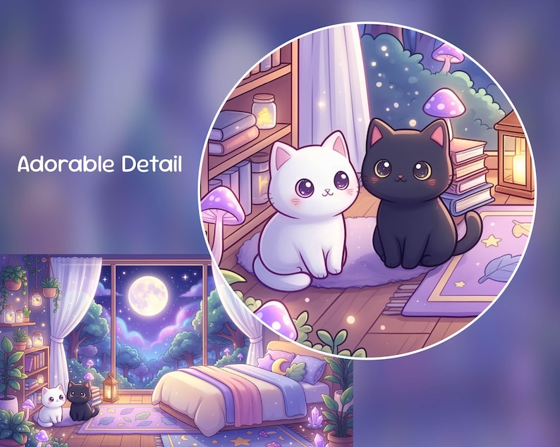 Anime Animated Background| Moonlit Forest Room, Cozy Woodland Night ...