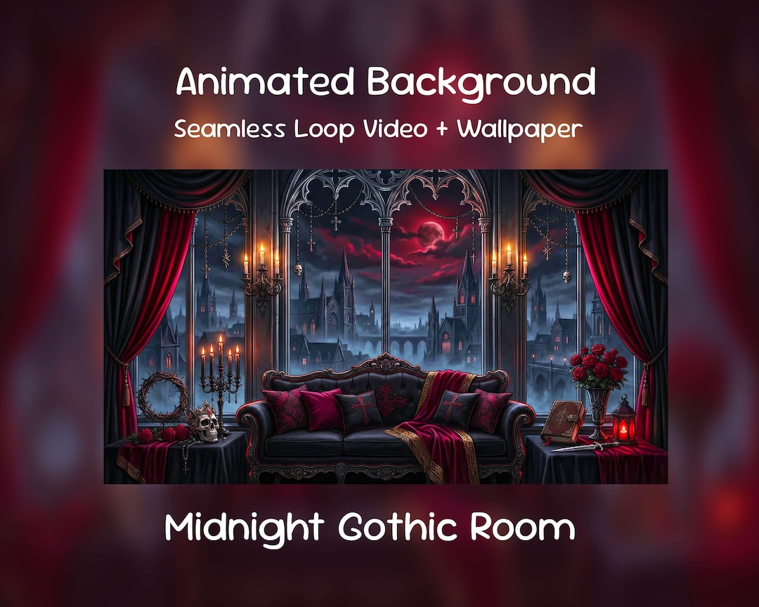 Anime Animated Background| Midnight Gothic Room, Vampire Castle, Blood ...