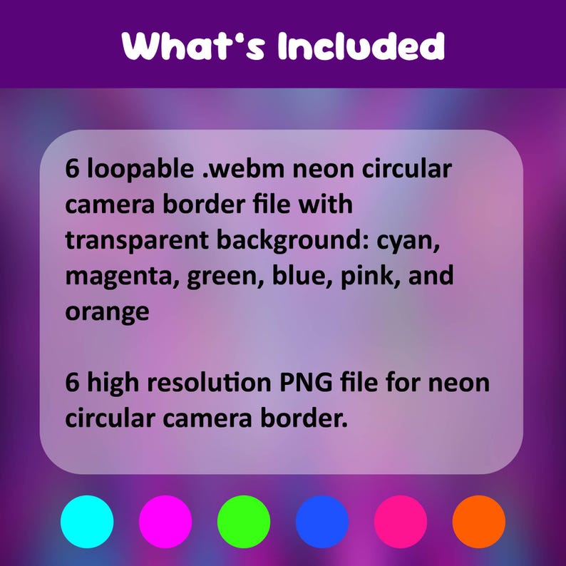 6 Circular Animated Webcam Overlay Twitch: Electric Neon, Facecam Frame ...