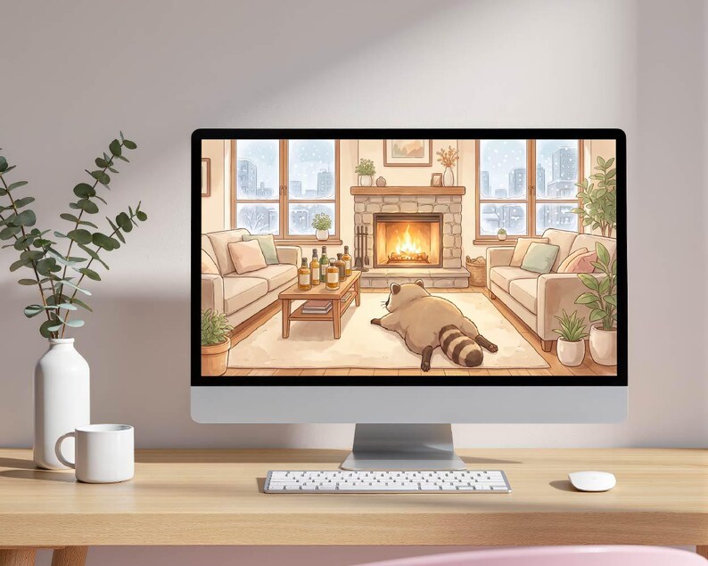 Drunk Raccoon Animated Background | Cozy Winter Stream Overlay - Etsy