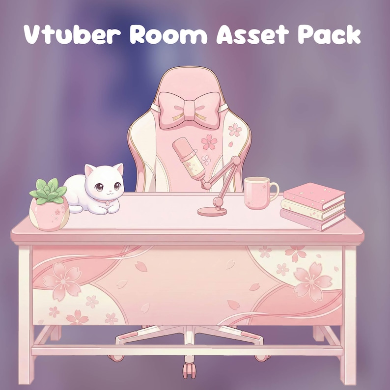 Pastel Vtuber Room Asset Pack and Background : Pink Sakura | Gaming ...