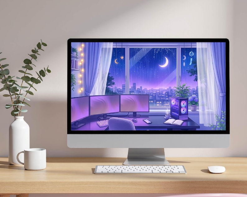 Rainy Night Room Anime Animated Background| Cozy City Rain, Lofi ...