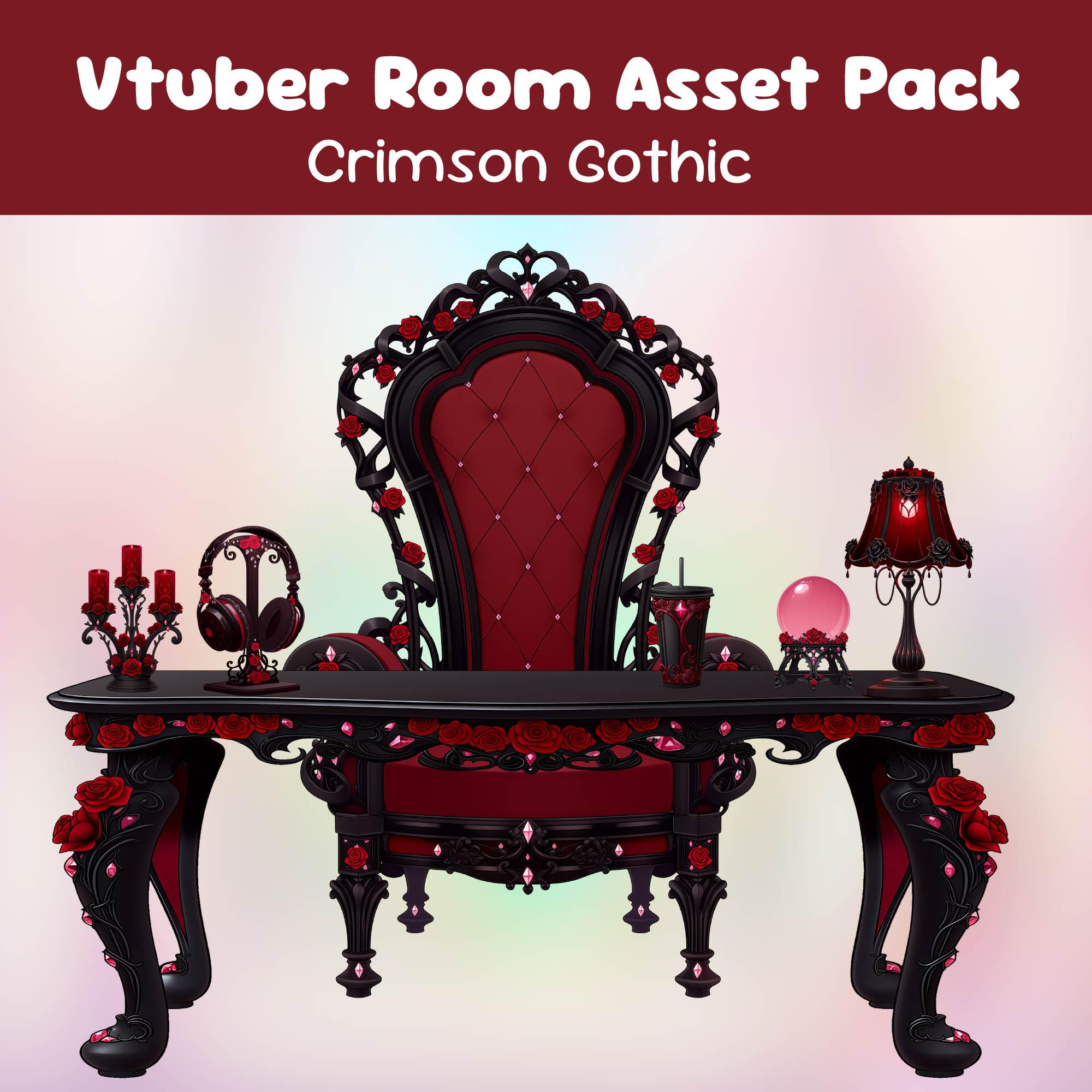 Crimson Gothic Vtuber Room Asset Pack and Background : Midnight Vampire ...