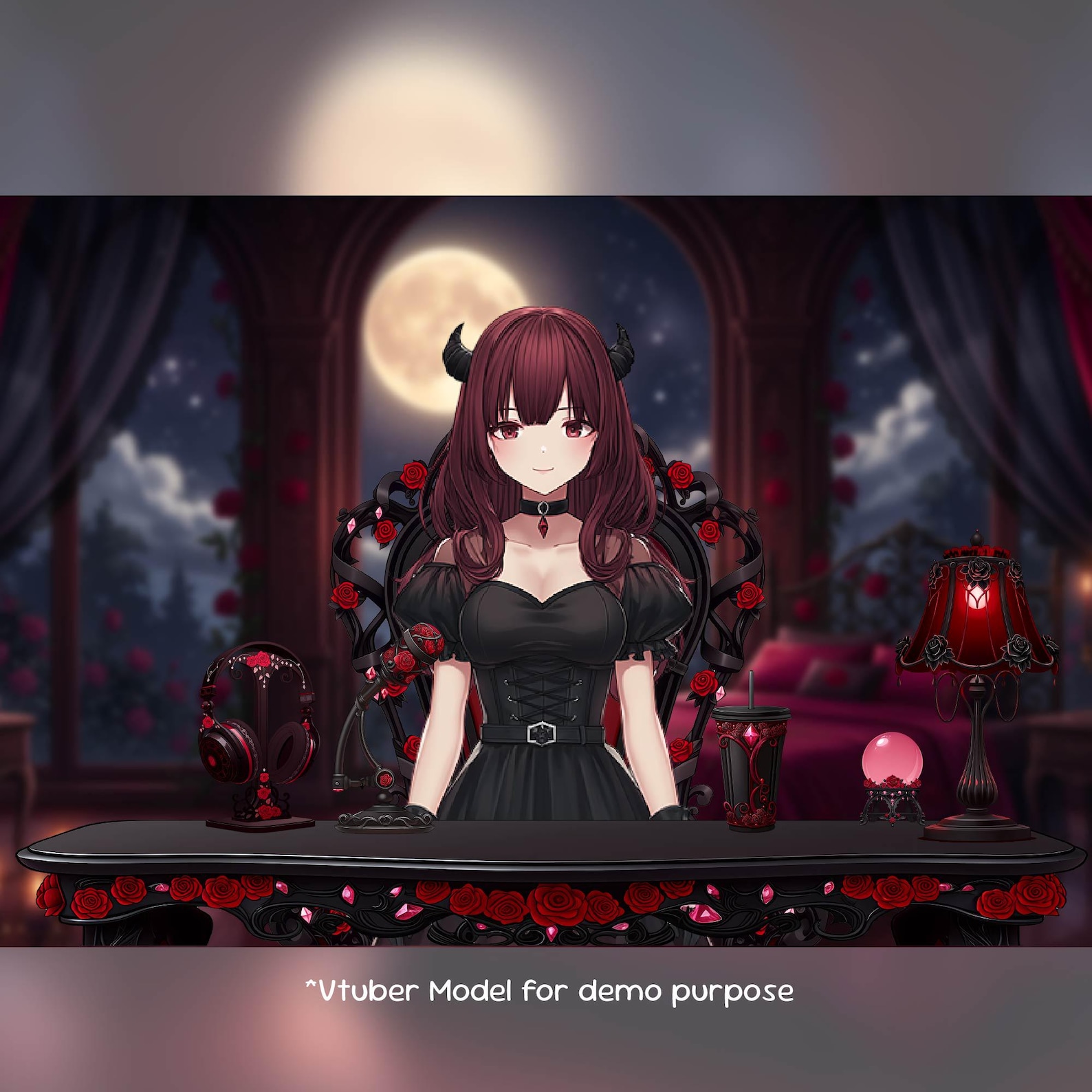 Crimson Gothic Vtuber Room Asset Pack and Background : Midnight Vampire ...