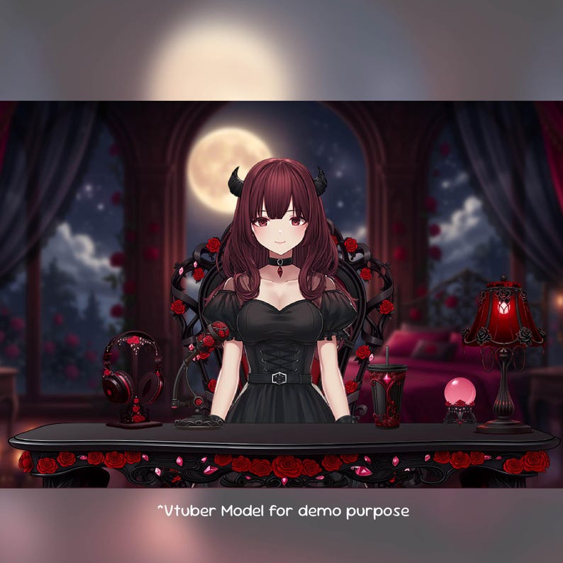 Crimson Gothic Vtuber Room Asset Pack and Background : Midnight Vampire ...