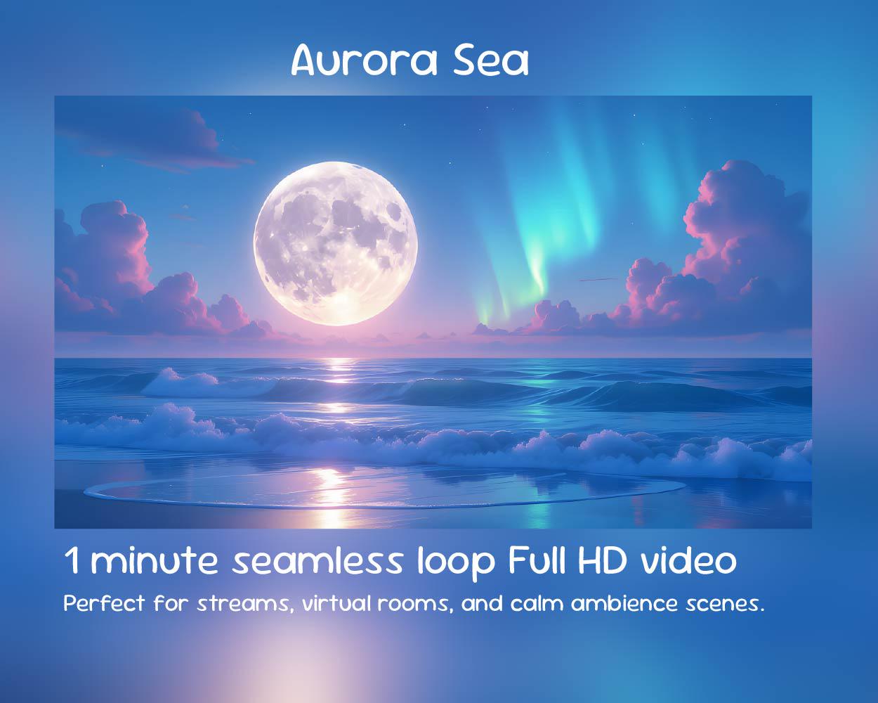 Ocean Moonlight Animated Background- Aurora, Lunar, Dream, Beach ...