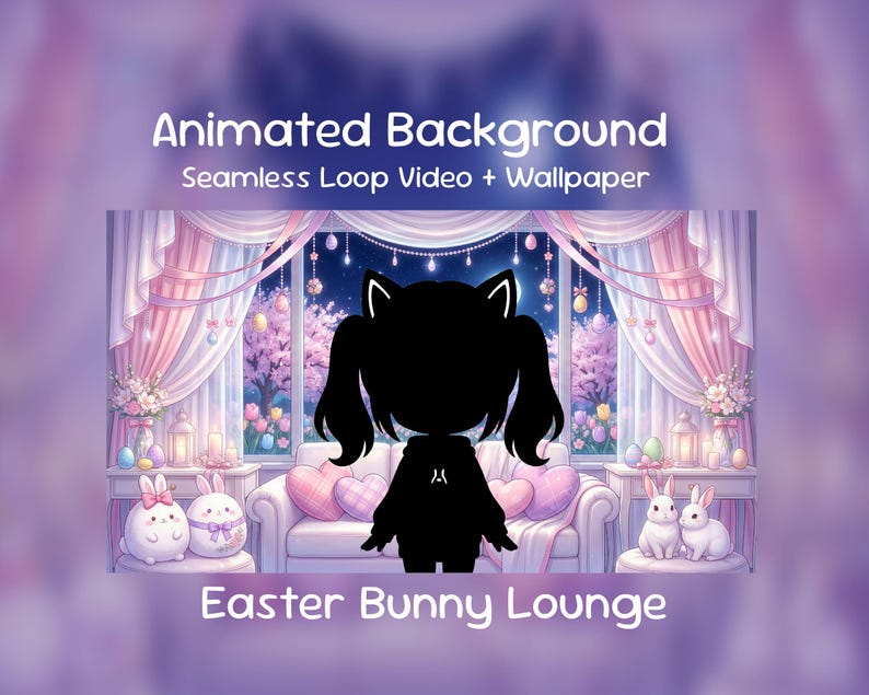 Anime Animated Background| Easter Bunny Lounge, Dreamy Spring Night ...