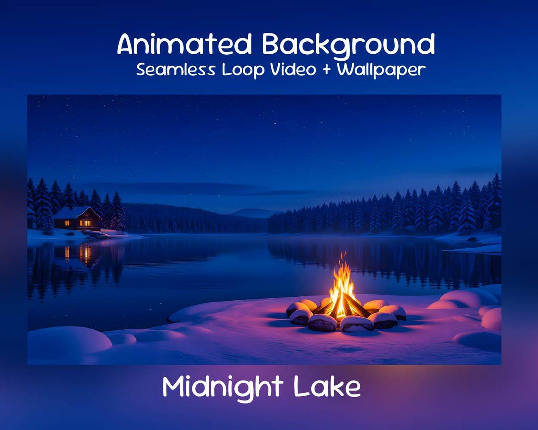 Animated Background: Winter Midnight Lake, Silent Night, Twitch Overlay ...