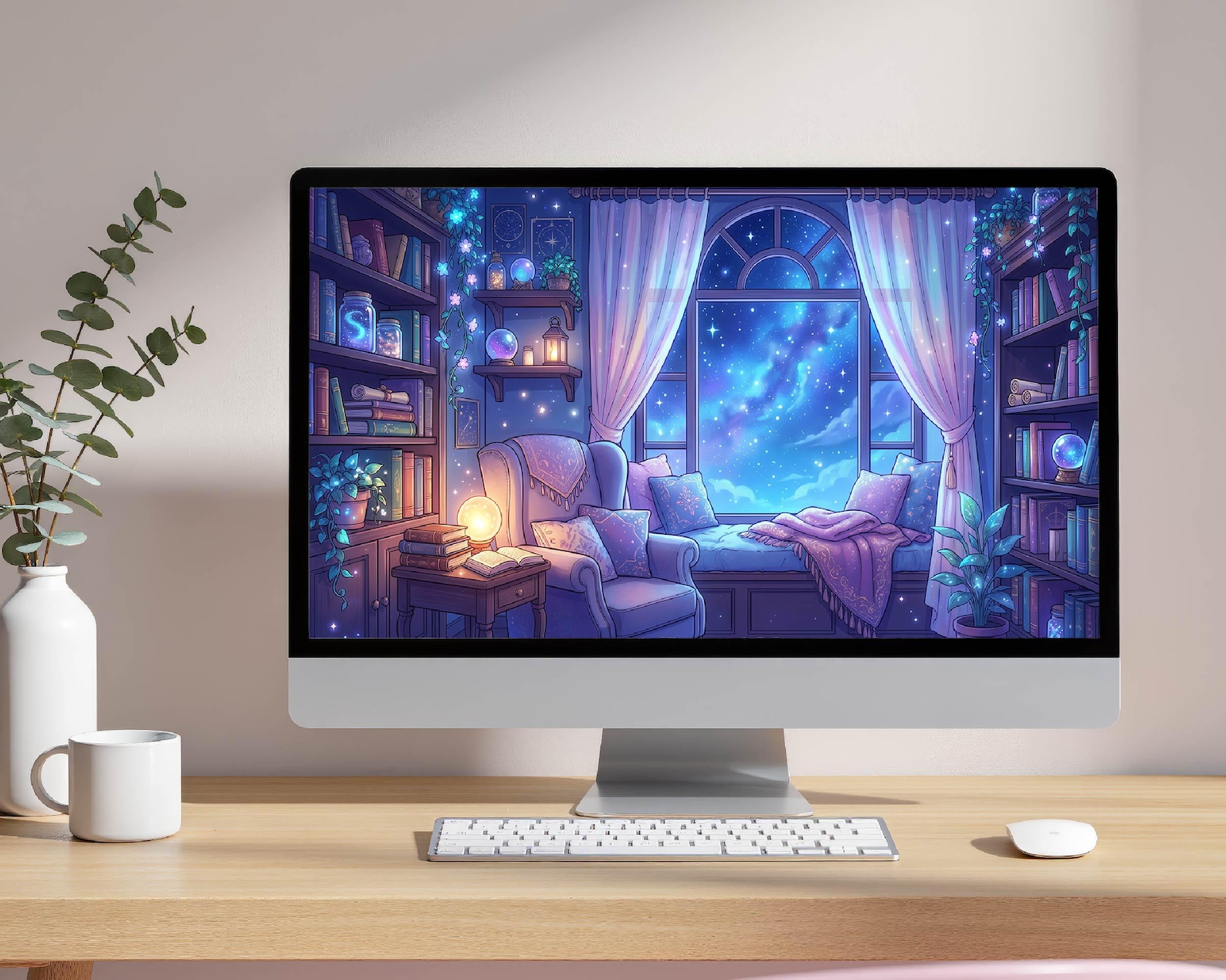 Anime Animated Background| Starlit Reading Nook, Midnight Library ...