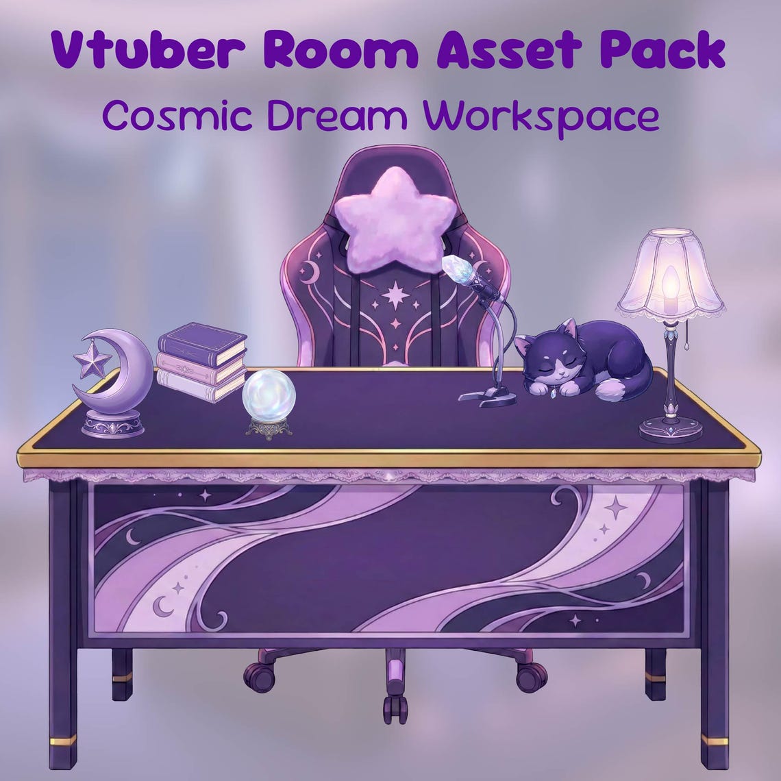 Cosmic Dream Purple Vtuber Room Asset Pack and Background : Gaming ...