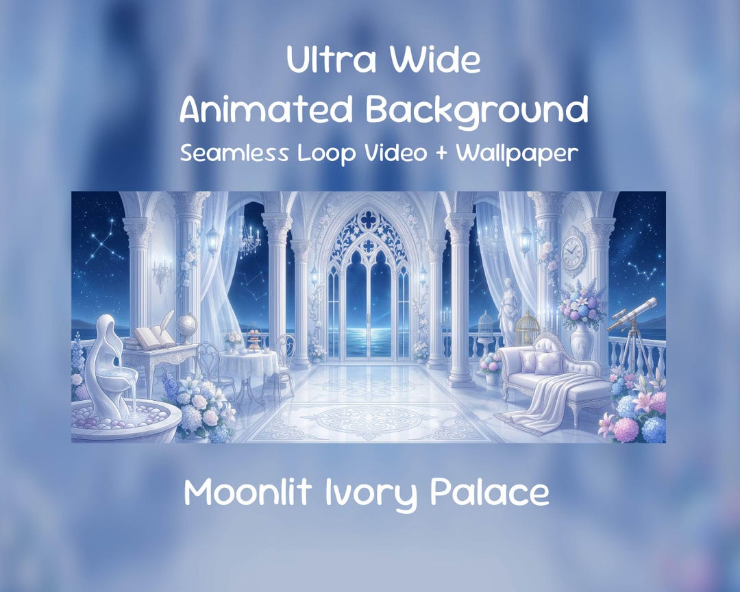 Ultra Wide Animated Background| Moonlit Ivory Palace, Celestial Hall ...