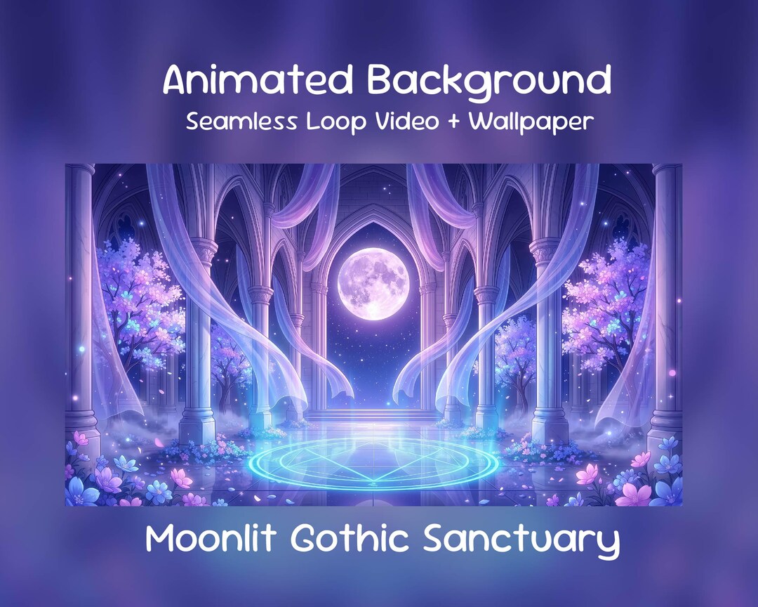 Anime Animated Background| Moonlit Gothic Sanctuary, Moonlight Fantasy ...