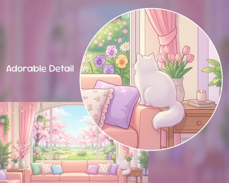 Anime Animierter Hintergrund | Frühlingsblüte Fenster, Gartenansicht ...