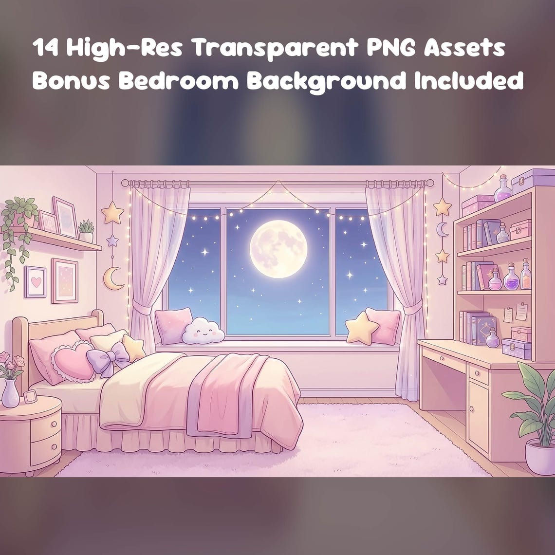 Purple Vtuber Room Asset Pack and Background : Kawaii Soft Dream ...