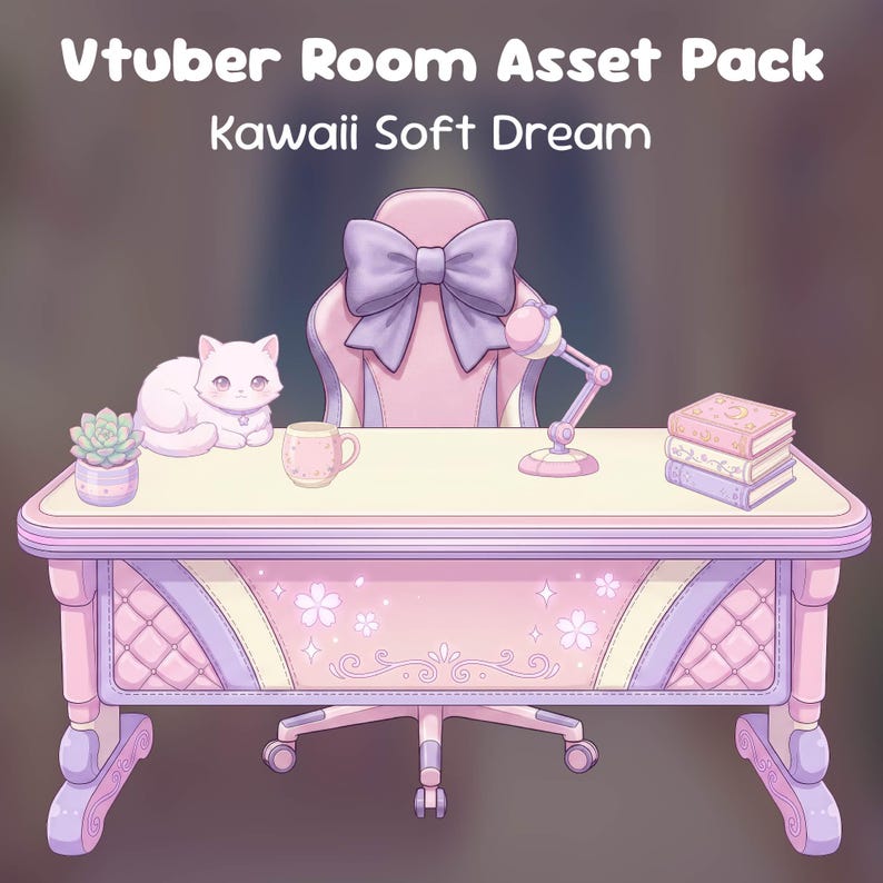 Purple Vtuber Room Asset Pack and Background : Kawaii Soft Dream ...