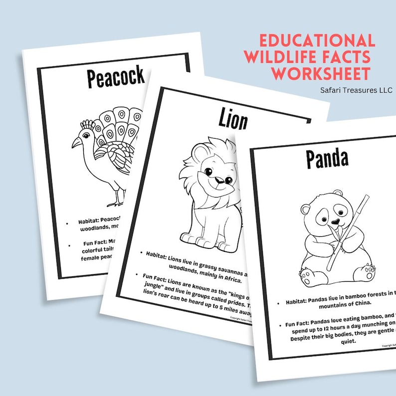 Fun Educational Animal Facts Worksheet for Toddlers: Wildlife Habitat ...