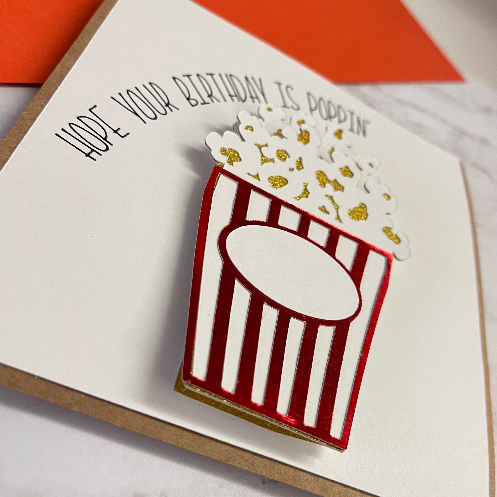 Popcorn Birthday Card Handmade Card Blank Greeting Card - Etsy