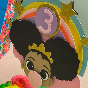 Bubble Gum Cake Topper, Afro Puff Girl, Birthday Party Decor, African ...