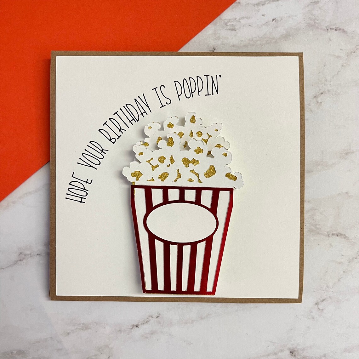 Popcorn Birthday Card Handmade Card Blank Greeting Card | Etsy