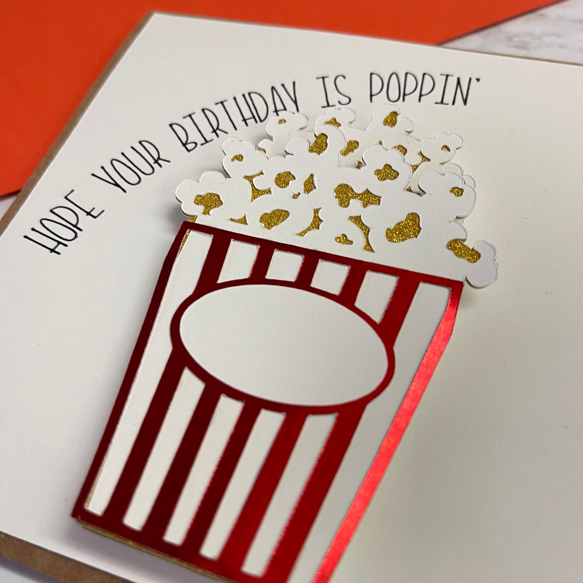 Popcorn Birthday Card Handmade Card Blank Greeting Card - Etsy