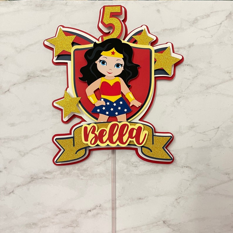 Wonder Woman Glitter Cake Topper Girl Super Hero Super Hero - Etsy