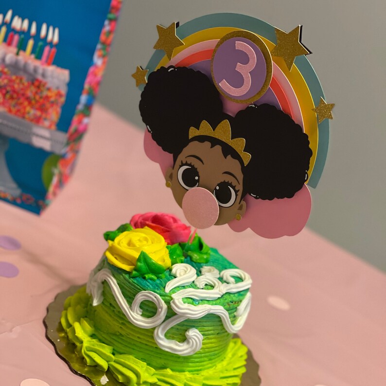 Bubble Gum Cake Topper Afro Puff Girl Birthday Party Decor | Etsy