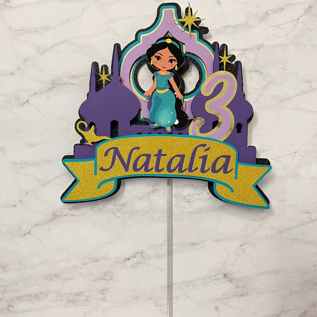Jasmin Cake Topper, Glitter Cake Topper, Cake Topper, Personalized Cake ...