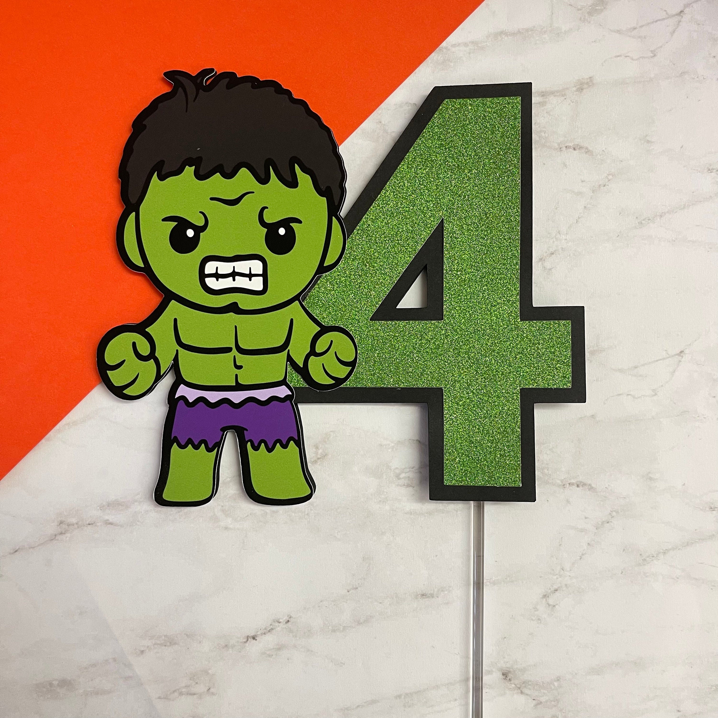 Incredible Hulk Glitter Cake Topper Boy Super Hero Super | Etsy
